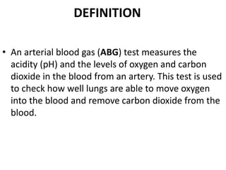 Arterial blood gas test Diagnostic test | PPTX