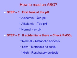 step by step approach to arterial blood gas analysis | PPT
