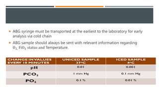 arterial blood gases , a guide to pg students of anesthesiology | PPTX