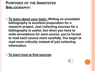 The Annotated Bibliography Project | PPT