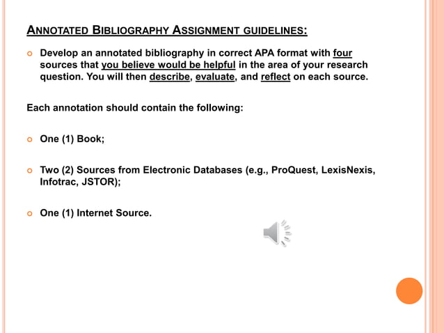 The Annotated Bibliography Project | PPT
