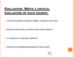 The Annotated Bibliography Project | PPT