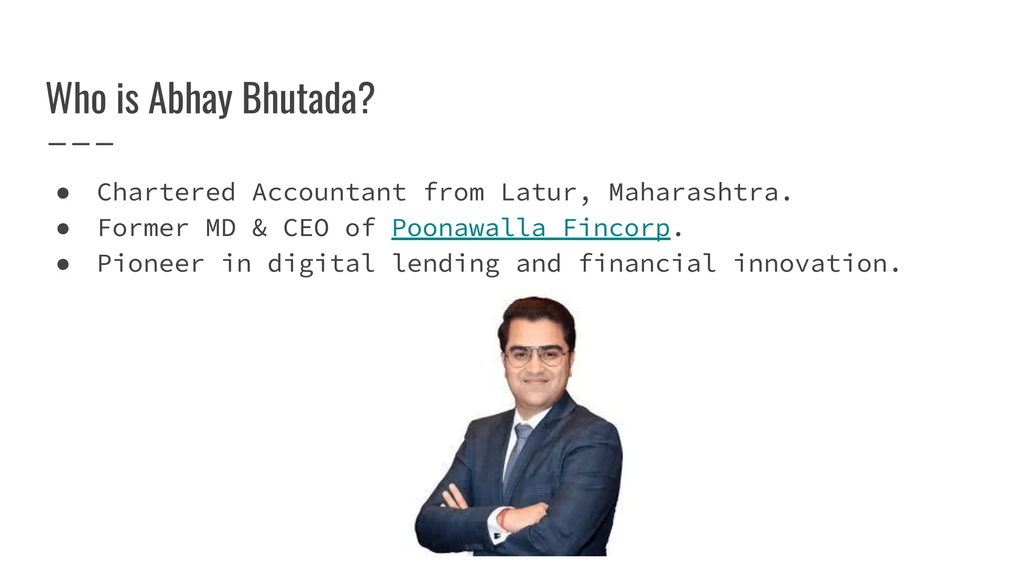 Abhay Bhutada - A Trailblazer in Finance and Innovation | PPT