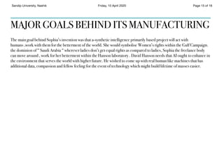 Presentation on Sophia Robot | PDF