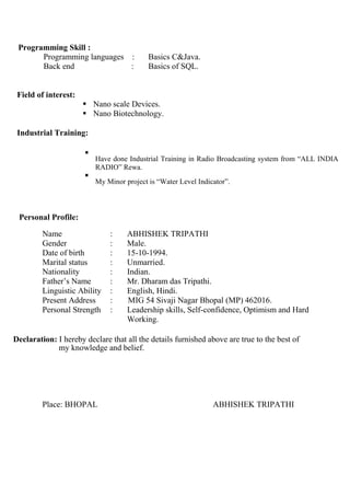 Abhi cv | PDF | Computing | Technology & Computing