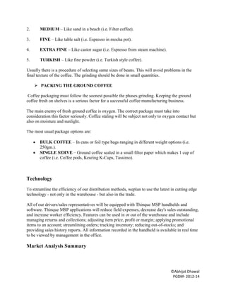 Sales & Distribution Coffee | DOCX