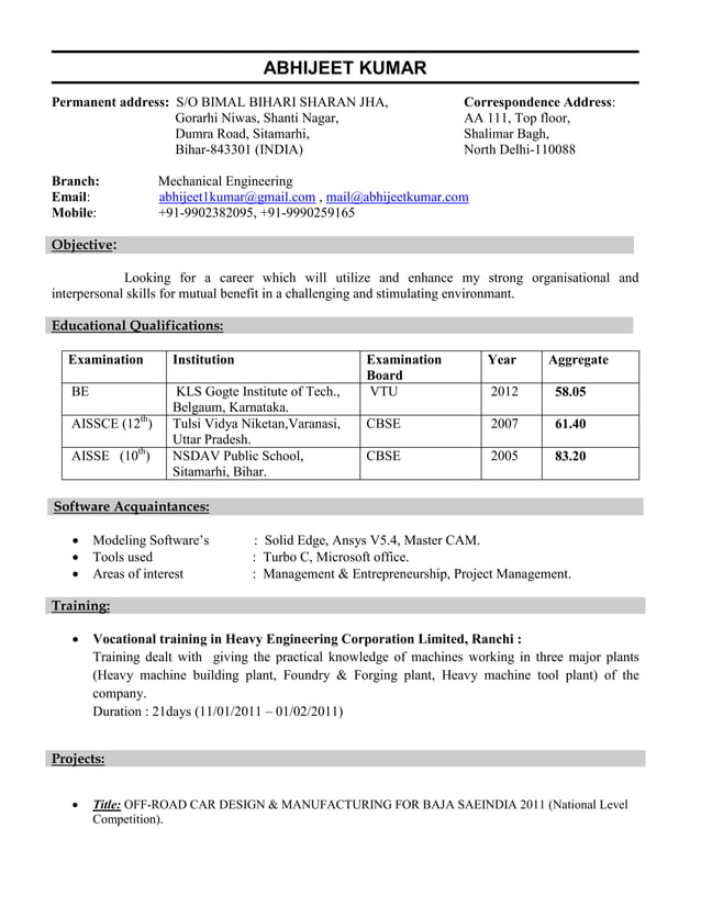 Abhijeet Kumar Resume | PDF