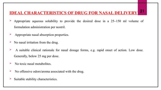 Intranasal drug delivery systems second semester m Pharm | PPTX | Ear ...