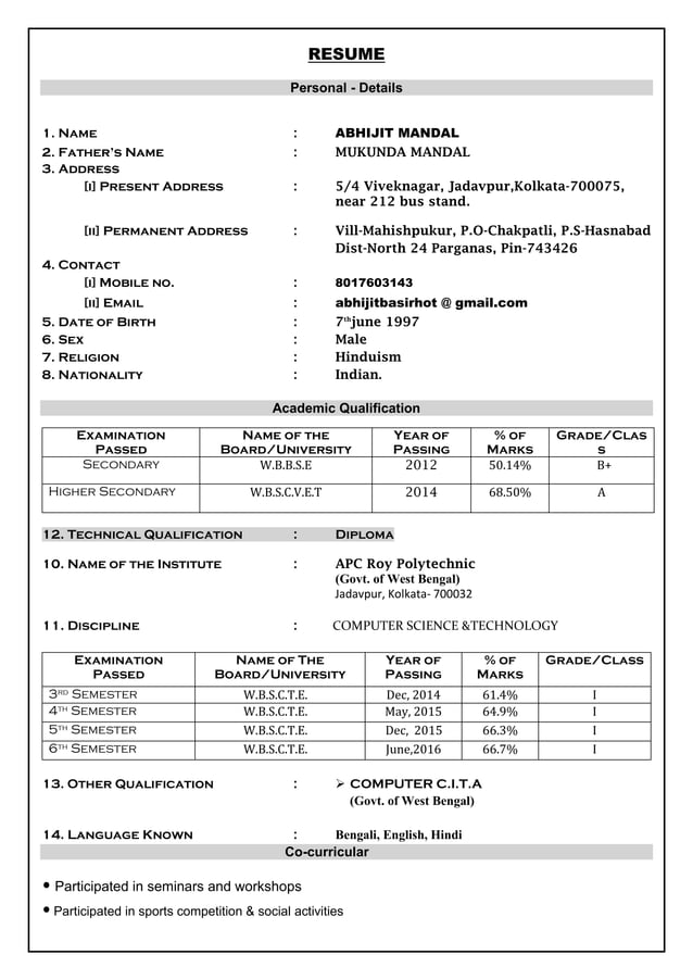 Abhijit mandal --- RESUME | PDF