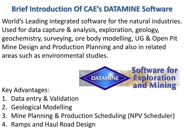 Reserve Estimation Using Datamine Software Pptx Geology Science