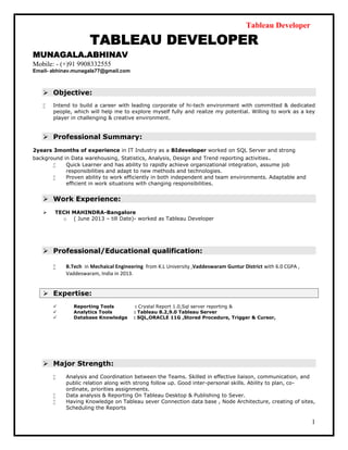 Tableau Developer | PDF