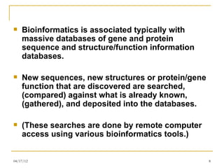 Bioinformatics-General_Intro | PPT | Databases | Computer Software and Applications