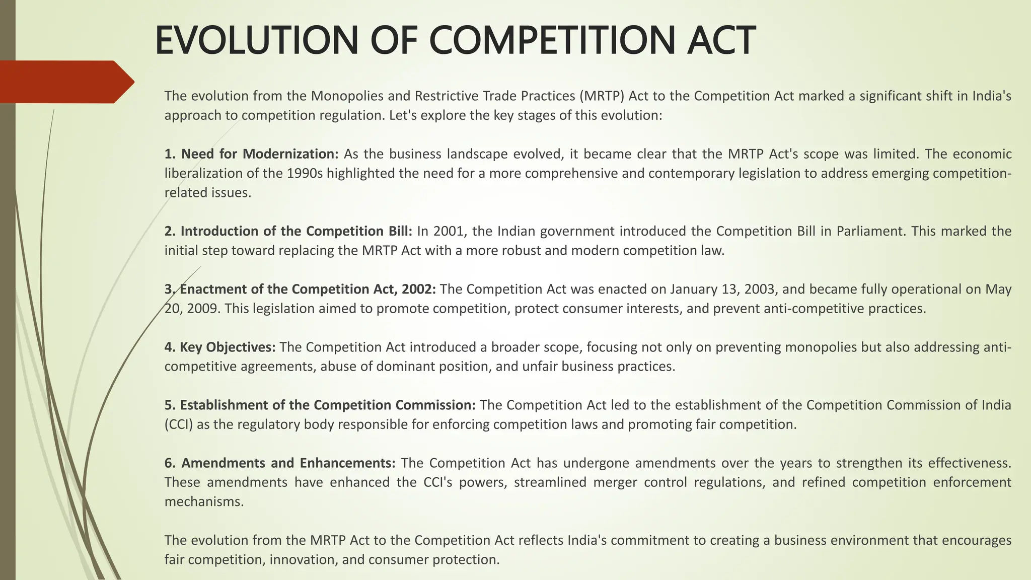PRESENTATION ON METAMORPHOSIS OF MRTP ACT 1969 TO COMPETITION ACT 2002 | PPTX