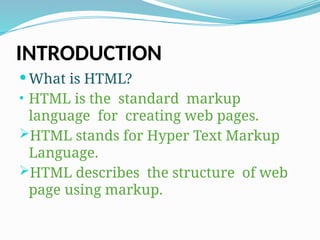 abhishek.pptx On HTML and CSS for mini project b tech | PPTX | Web Design and HTML | Internet