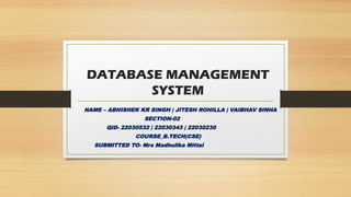 DATABASE MANAGEMENT SYSTEM PRESENTATI0NS | PPT