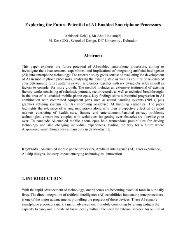Exploring The Future Potential Of Ai Enabled Smartphone Processors Pdf
