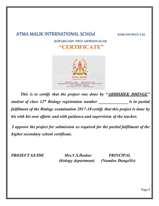 Abhishek dhinge biology project | PDF