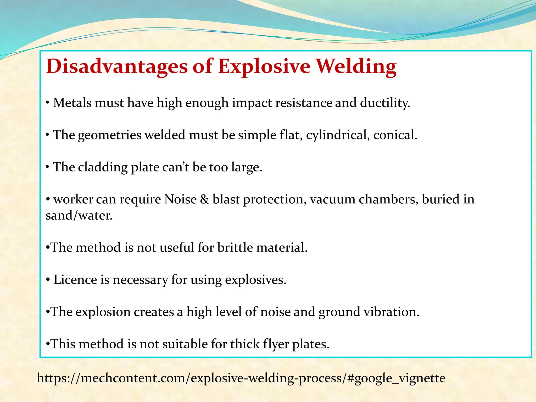 Presentation on expolisive welding and safety measures | PPT