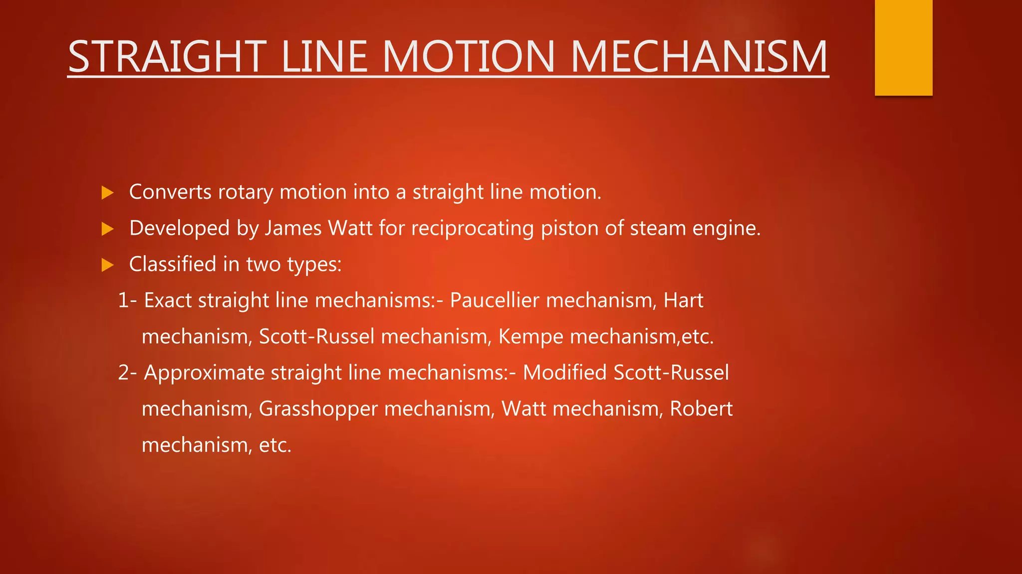straight line motion mechanism | PPTX