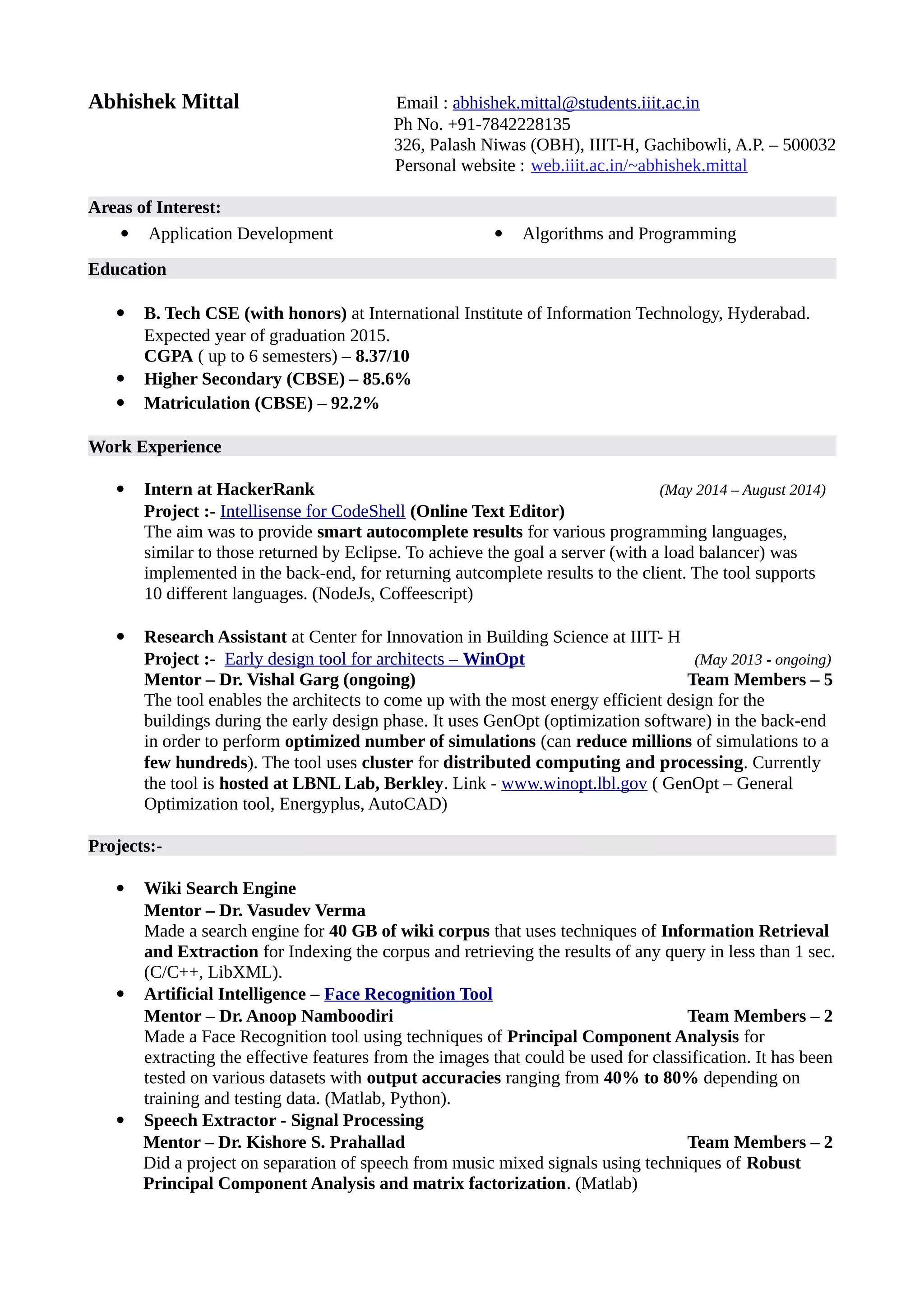 Abhishek Mittal Resume | PDF