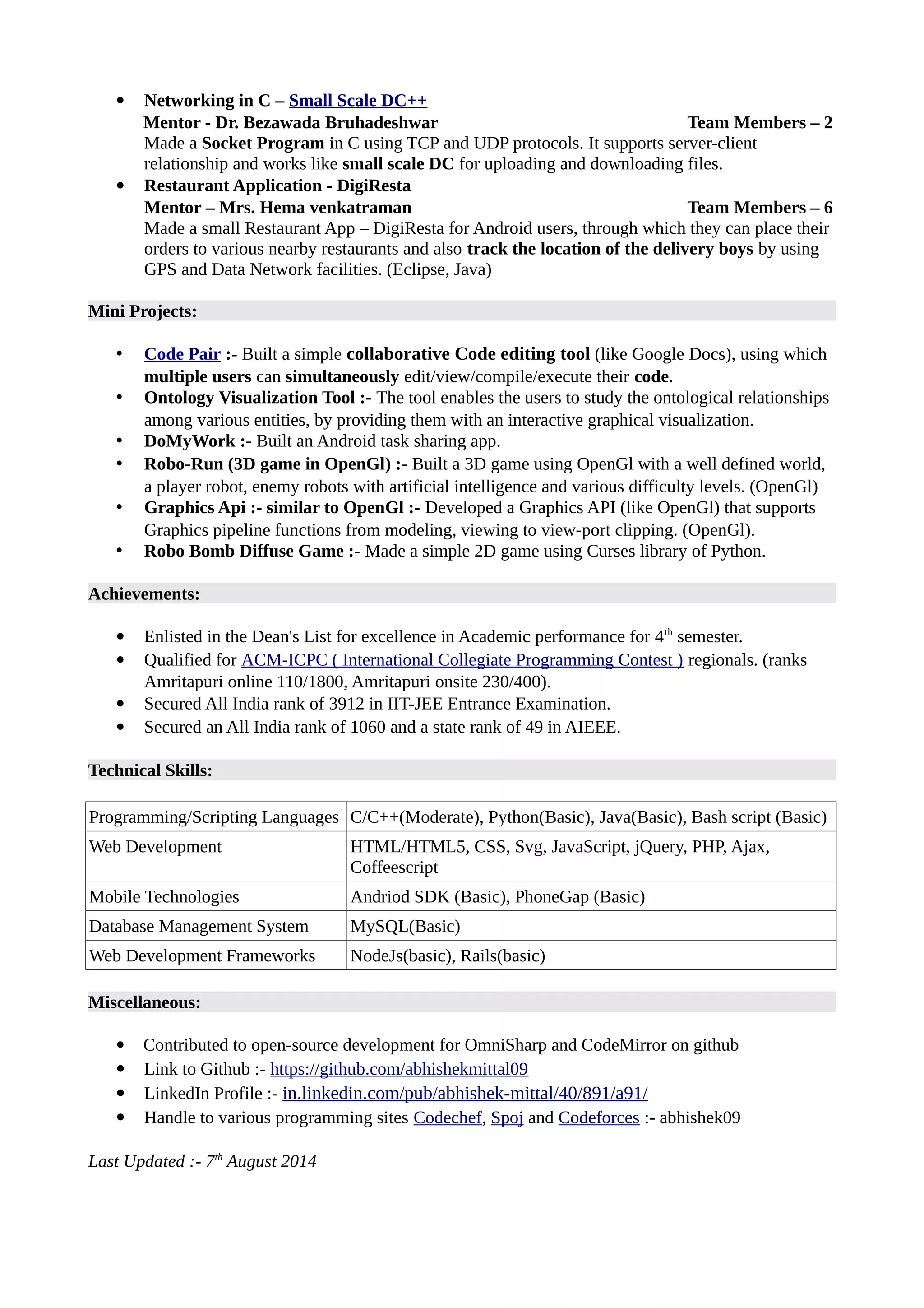 Abhishek Mittal Resume | PDF
