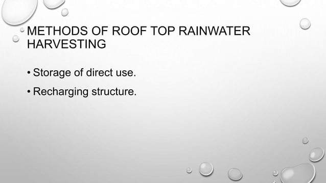 Rooftop rainwater harvesting system. | PPTX
