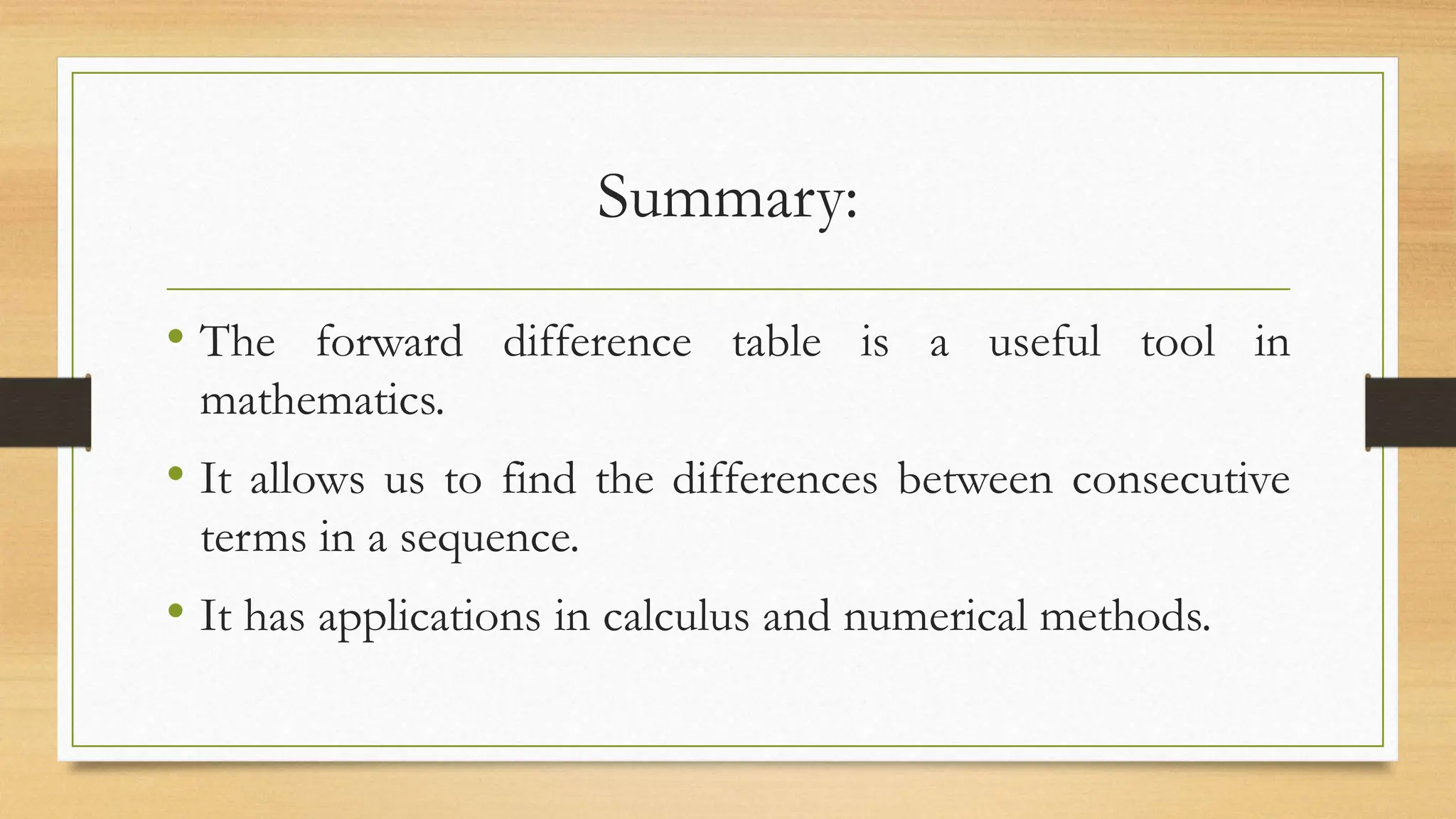 Forward difference table- A maths calculus tool.pptx