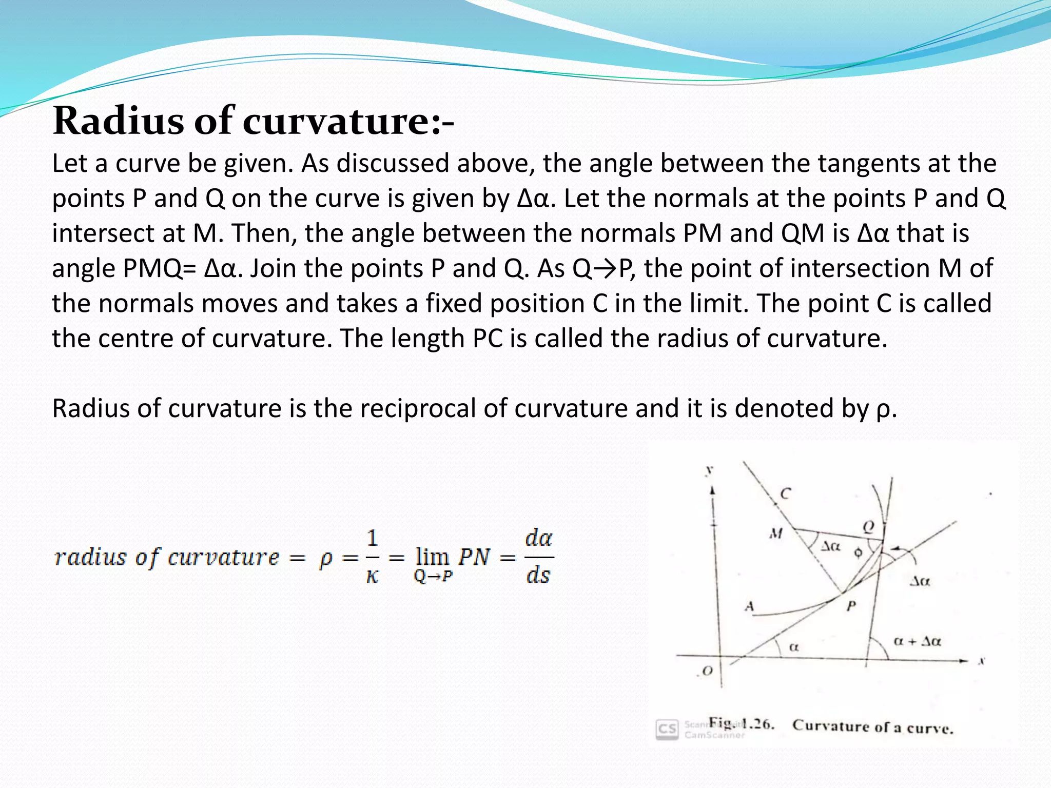 CURVATURE AND RADIUS OF CURVATURE | PPTX