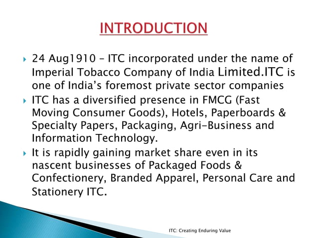 ITC lmt. live project working presentation | PPTX