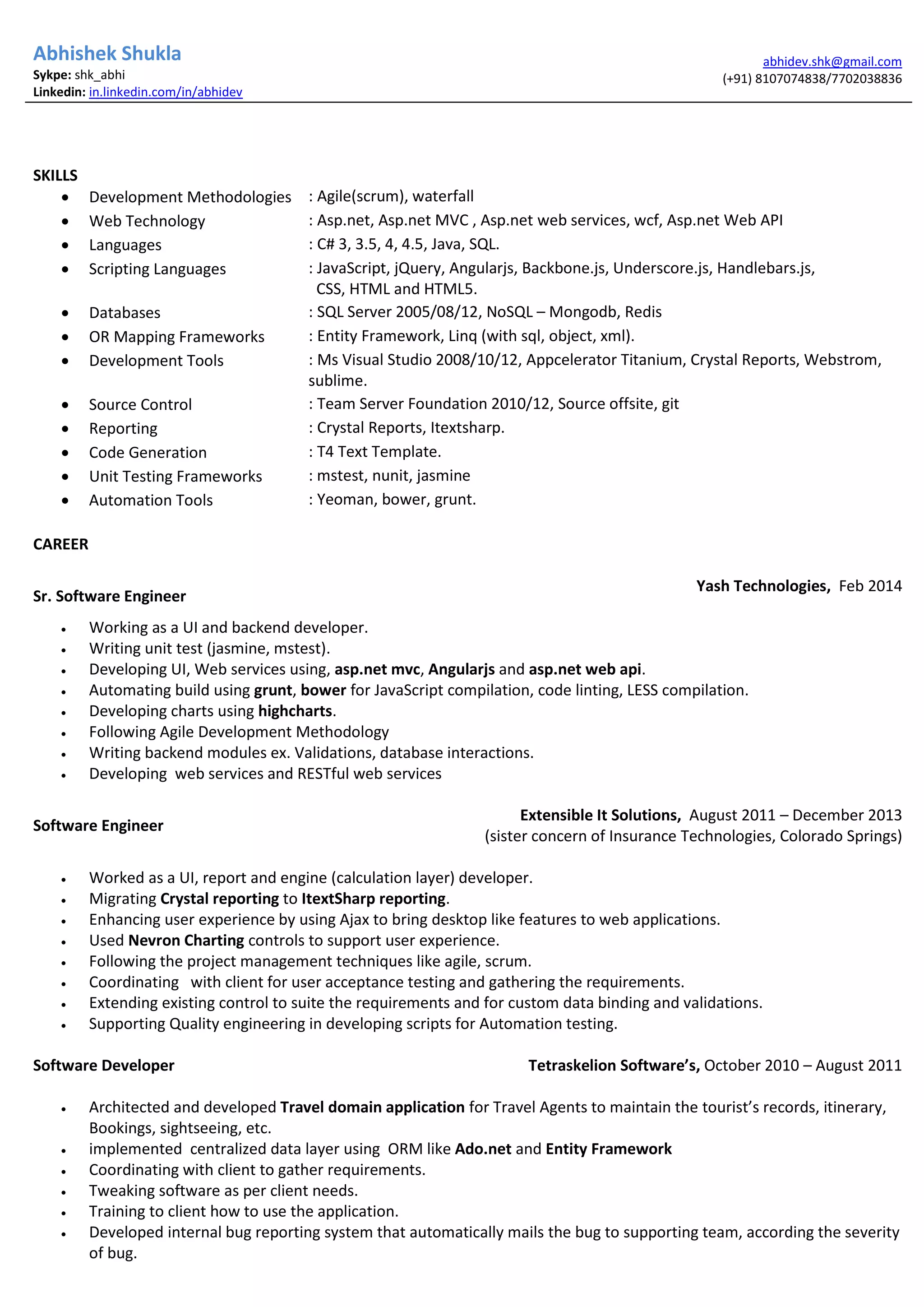 Abhishek Shukla - Resume | PDF Abhishek Shukla - Resume | PDF
