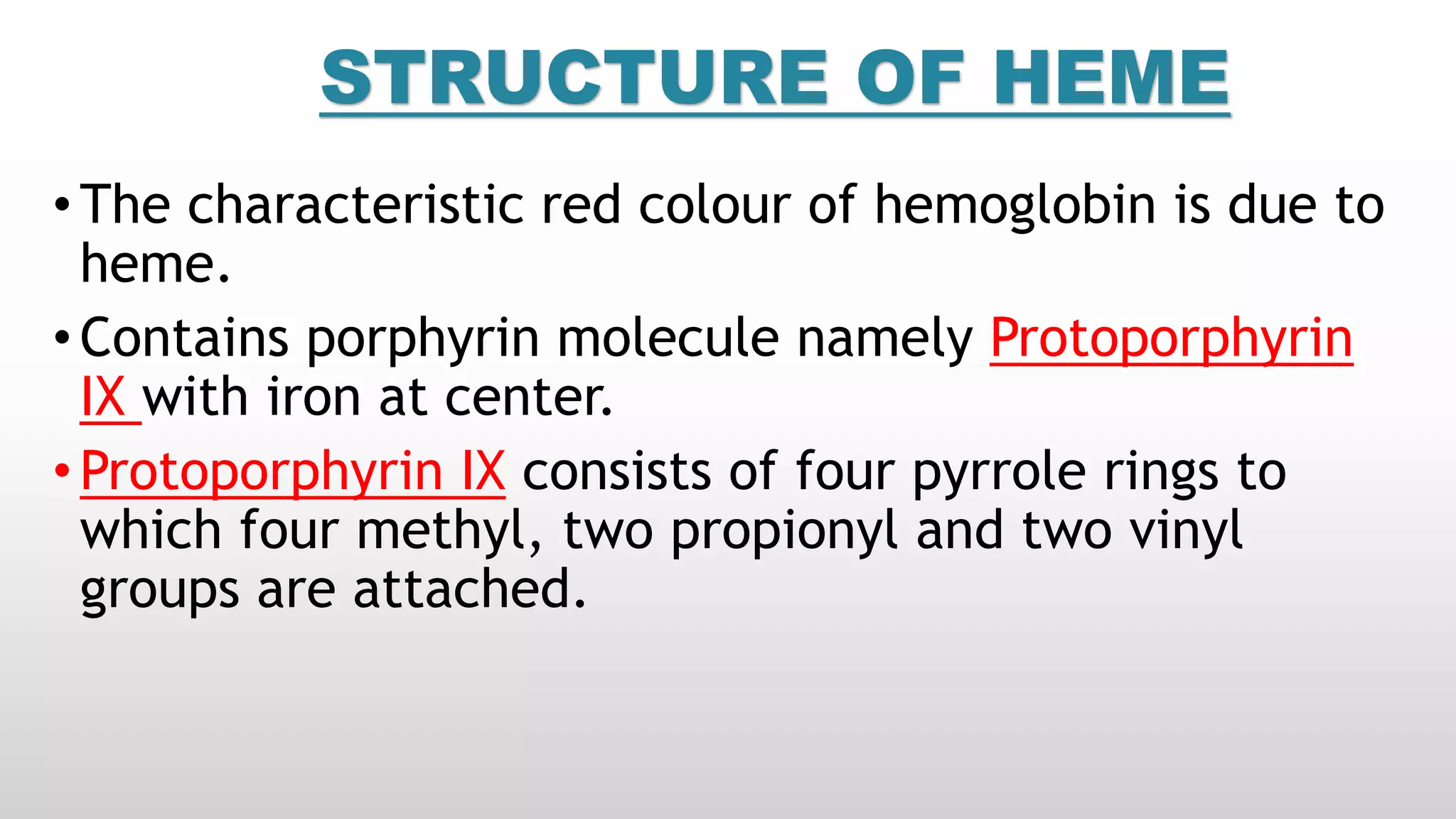 STRUCTURE OF HEMOGLOBIN AND MYOGLOBIN | PPTX