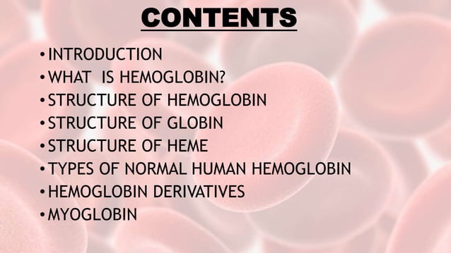 STRUCTURE OF HEMOGLOBIN AND MYOGLOBIN | PPTX | Chemistry | Science