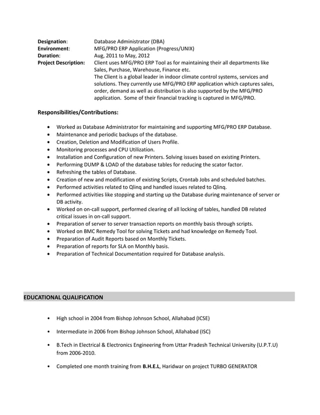 Abhishek Srivastava (Progress 4GL/OpenEdge Developer) | PDF