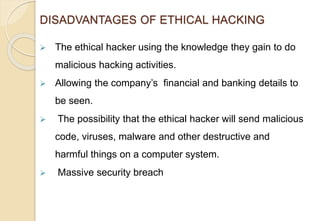 Presentation on Ethical Hacking, Introduction of Ethical Hacking, Types ...