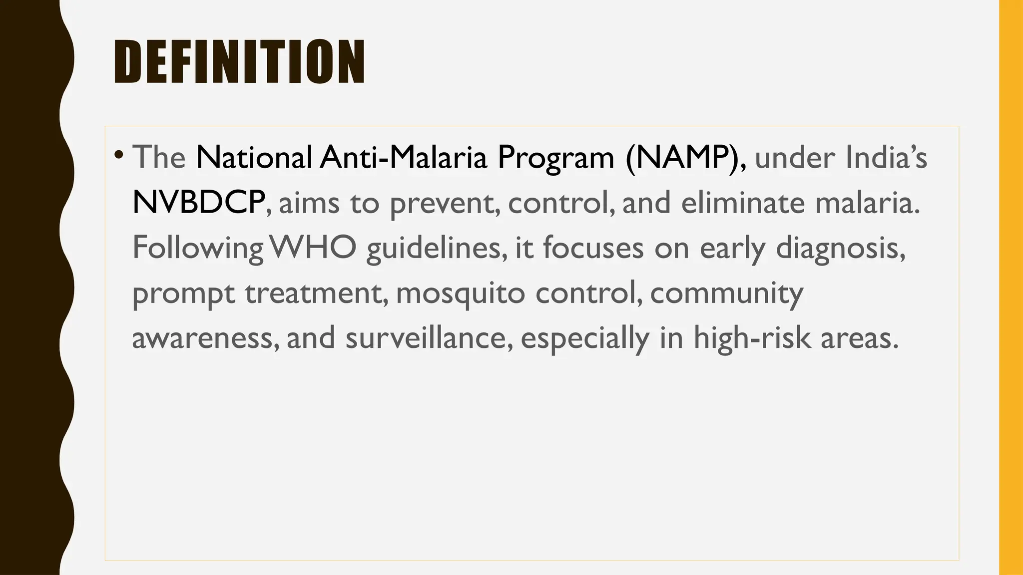 National anti- malaria program in India. | PPTX