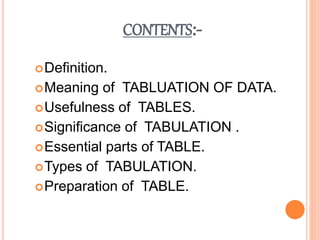 Tabulation | PPT