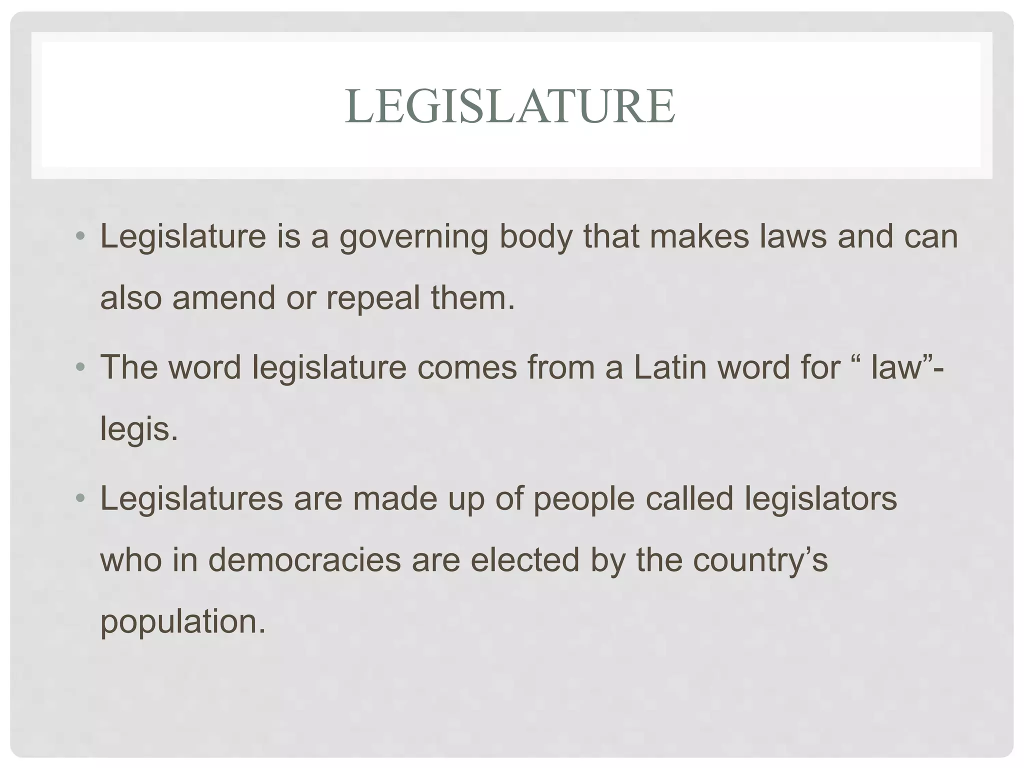 LEGISLATURE AND POLITICAL EXECUTIVE | PPTX