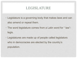 LEGISLATURE AND POLITICAL EXECUTIVE | PPTX