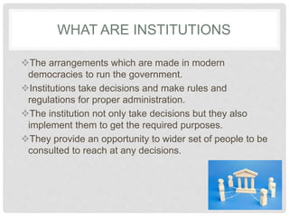 WORKING OF INSTITUTIONS | PPT