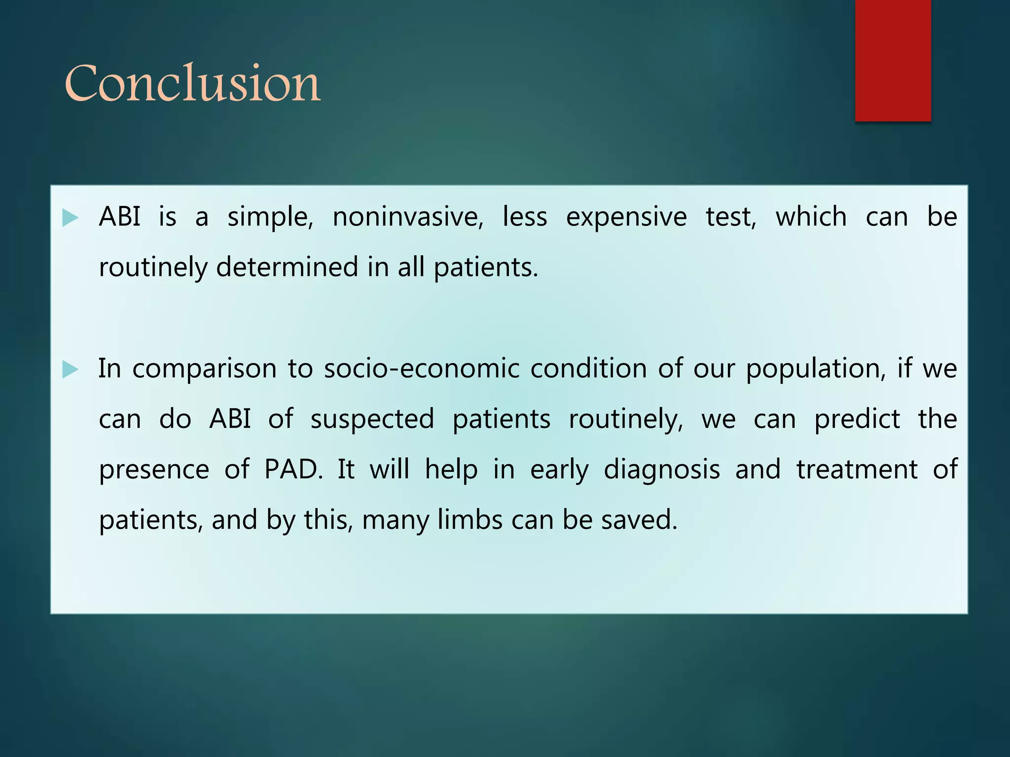ROLE OF ANKLE BRACHIAL INDEX TO PREDICT PERIPHERAL ARTERIAL DISEASE, A ...