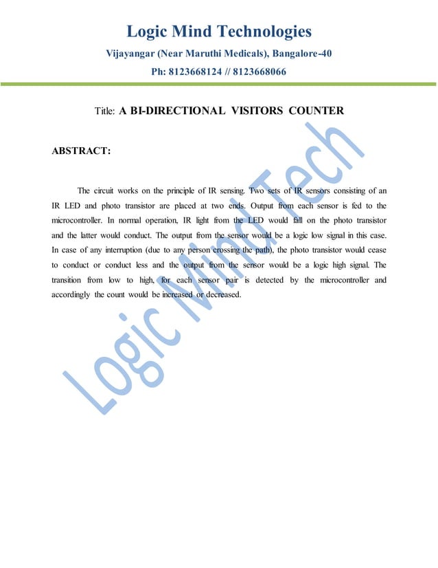 A bi directional visitors counter | DOCX | Computer Peripherals | Computing