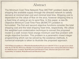 A bi objective minimum cost-time network flow problem | PDF