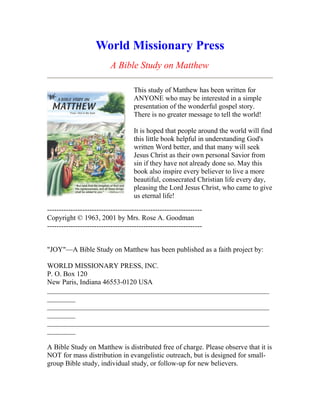 A bible study on matthew english | PDF