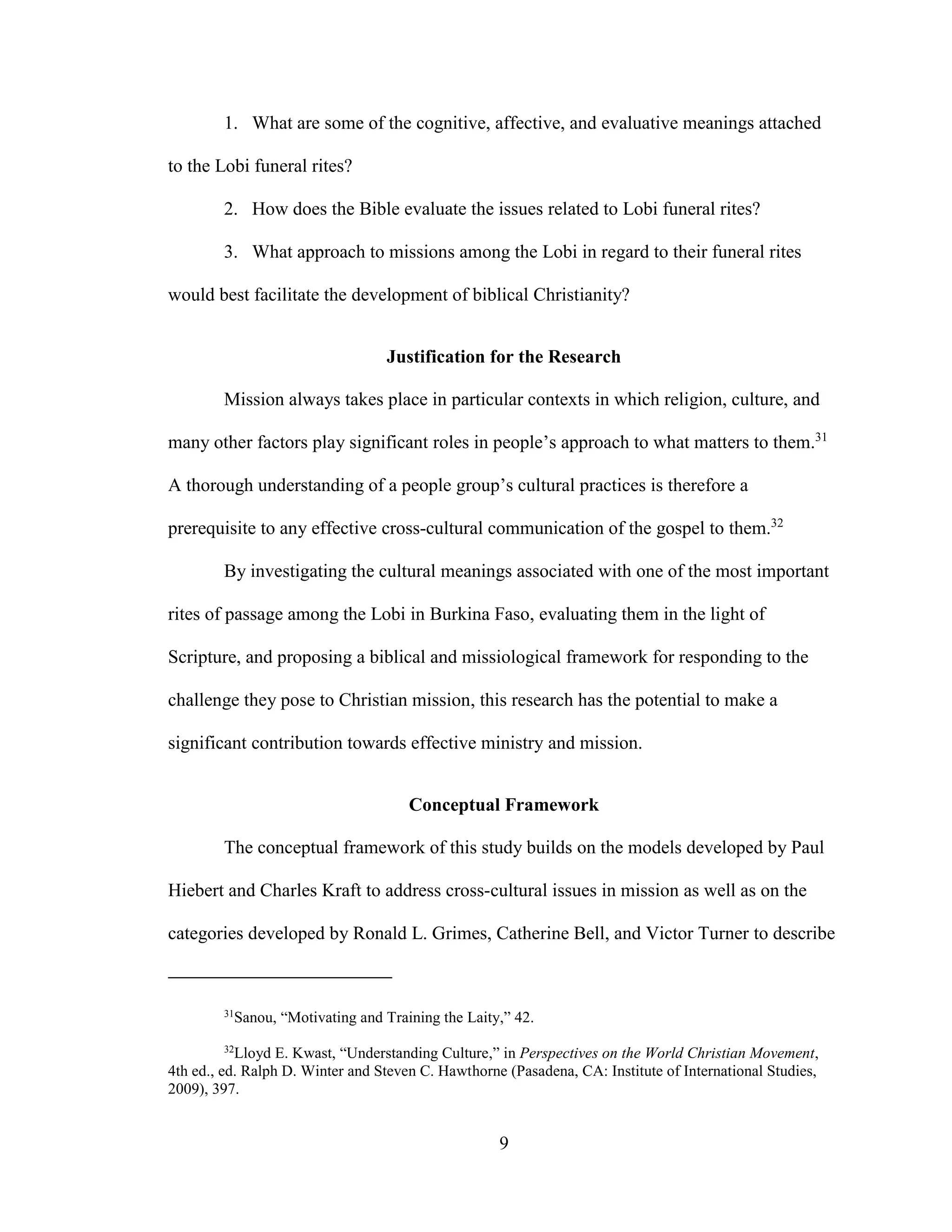 A biblical and missiological framework for cross cultural mission | PDF