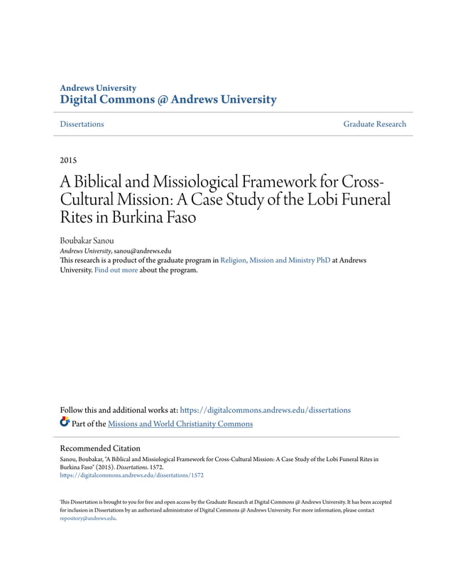 A biblical and missiological framework for cross cultural mission | PDF