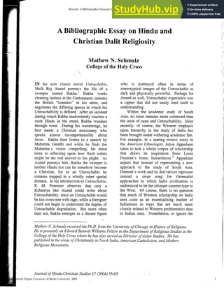 A Bibliographic Essay On Hindu And Christian Dalit Religiosity | PDF