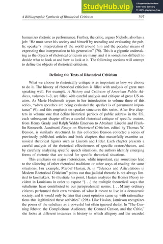 A Bibliographic Synthesis Of Rhetorical Criticism | PDF