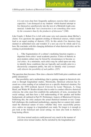 A Bibliographic Synthesis Of Rhetorical Criticism | PDF