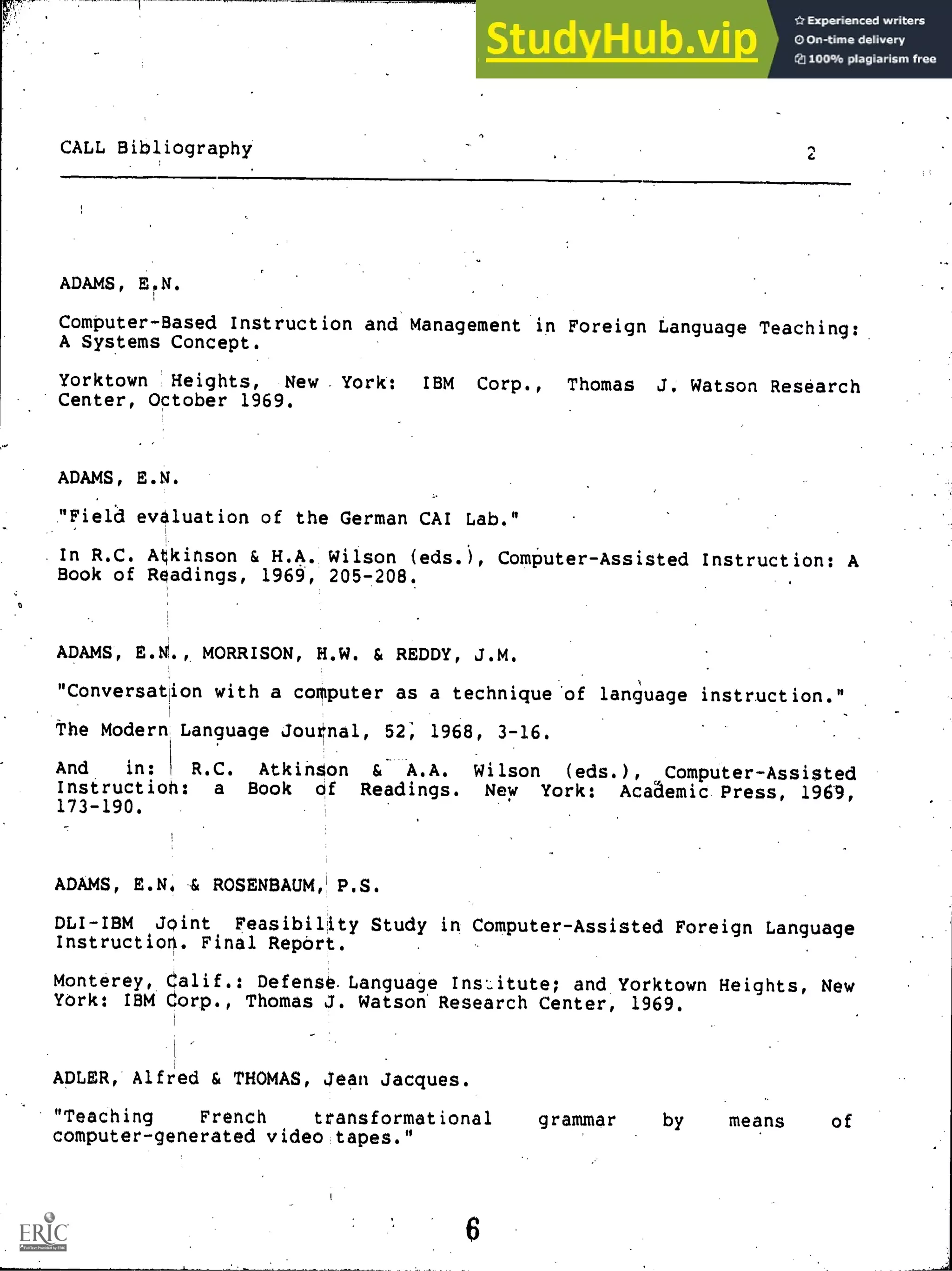 A Bibliography Of Computer Aided Language Learning Pdf