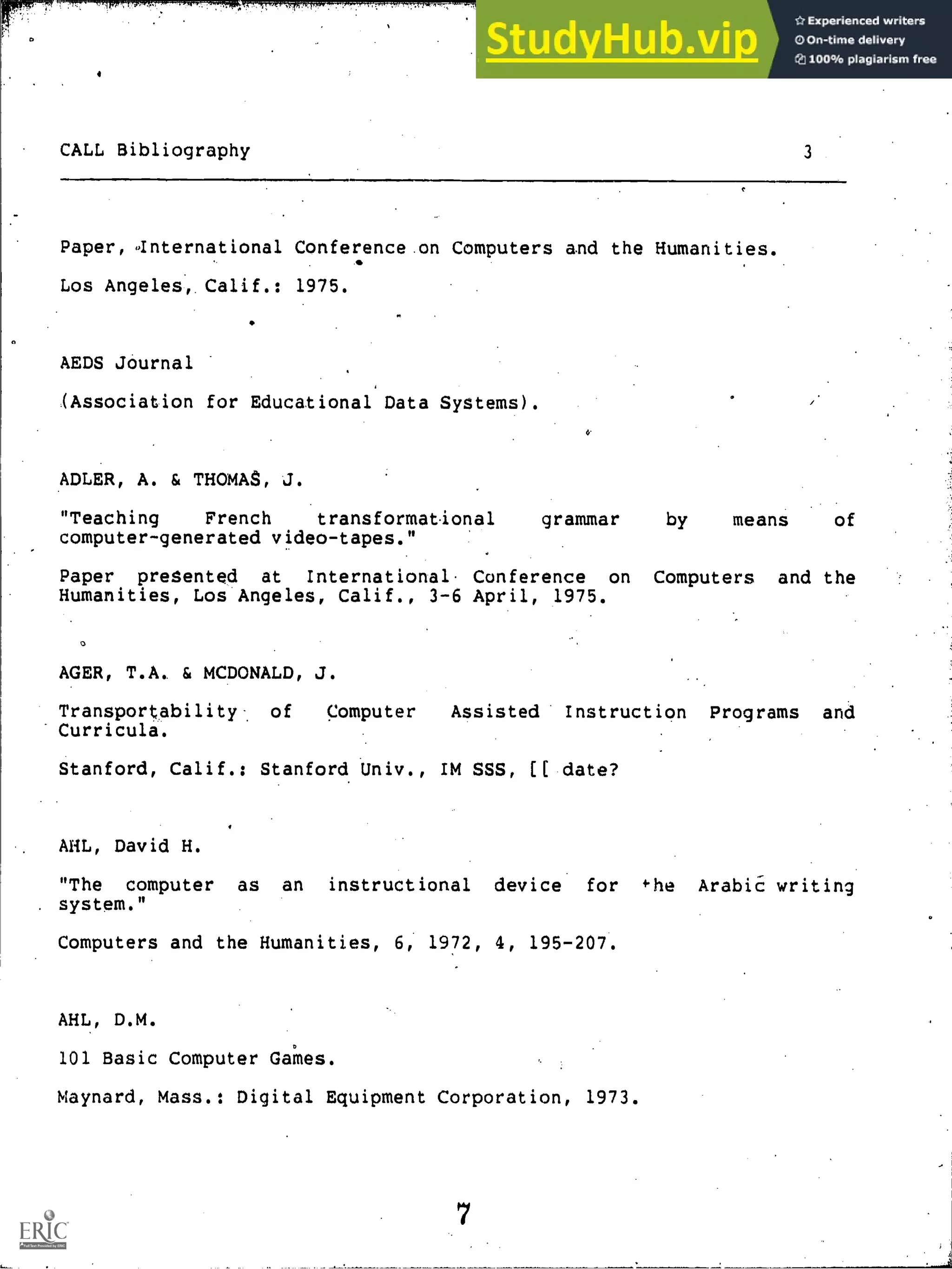 A Bibliography Of Computer-Aided Language Learning | PDF